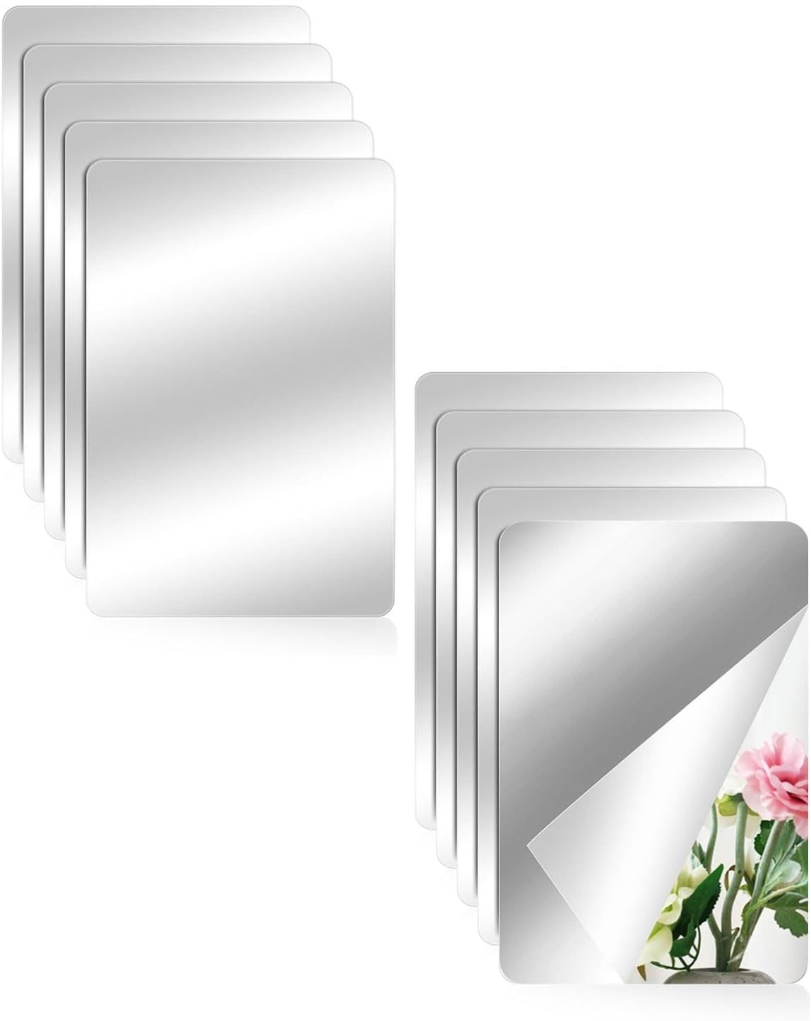 JIPUKE 10 Pcs Flexible Self Adhesive Mirrors, 6,3 x 4 Inch Acrylic ...