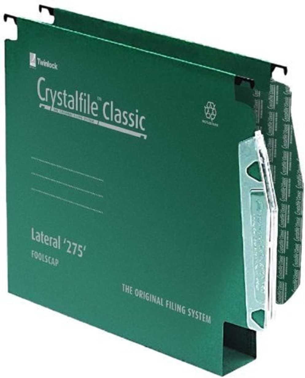 Rexel 275 Lateral Hanging Files with Tabs and Inserts, 30 mm base, 100 ...