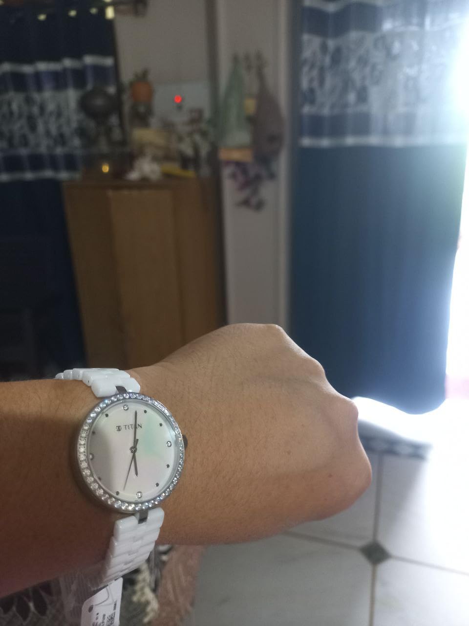 Buy Titan Purple Ceramics Quartz Analog Mother of Pearl Dial Green ...