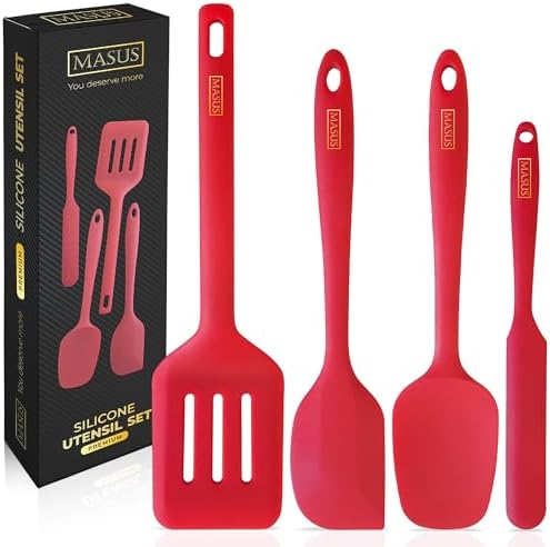 Amazon.com: MASUS Silicone Spatula Set 4 Pc Rubber Spatulas With a ...