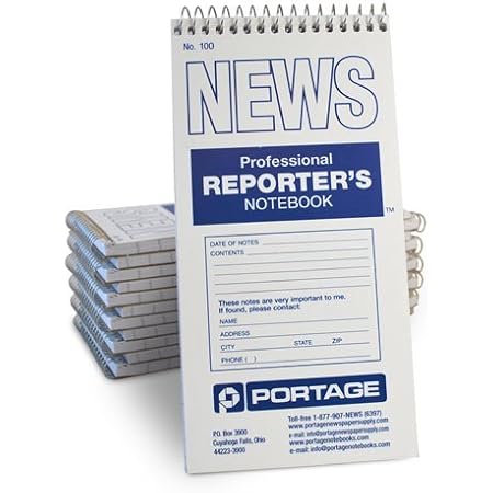 Amazon.com : Portage Reporters Notebook – Top Bound Spiral Pocket ...