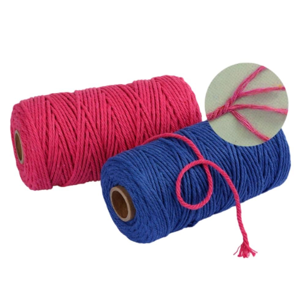 QIYIG 2 Roll x 3mm x 100m Macrame Cord Macrame Rope Cotton, Handmade ...