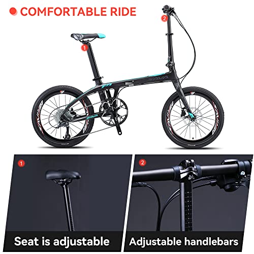 SAVADECK Z1 Carbon Folding Bike 20 inch Lightweight Mini Compact City ...