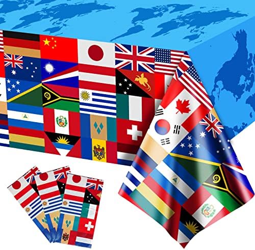 Runmeihe Plastic Rectangle International World Flag Table Cloth ...