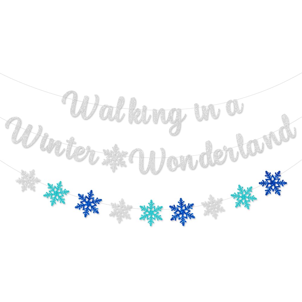 Walking in a Winter Wonderland Banner,Glitter Snowflake Banner ...