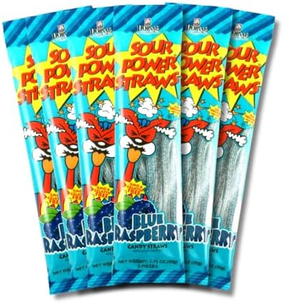 Amazon.com : Sour Power Blue Raspberry Candy Straws, 1.75 oz (Pack of 6 ...