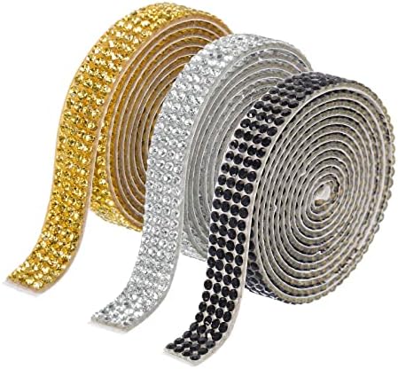 Amazon.com: MECCANIXITY 3 Rolls 3 Yards 8mm Self Adhesive Crystal ...