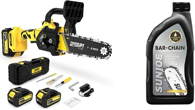 Amazon.com: IMOUMLIVE Brushless Mini Chainsaw 8-Inch & Sun Joe SWJ-OIL ...