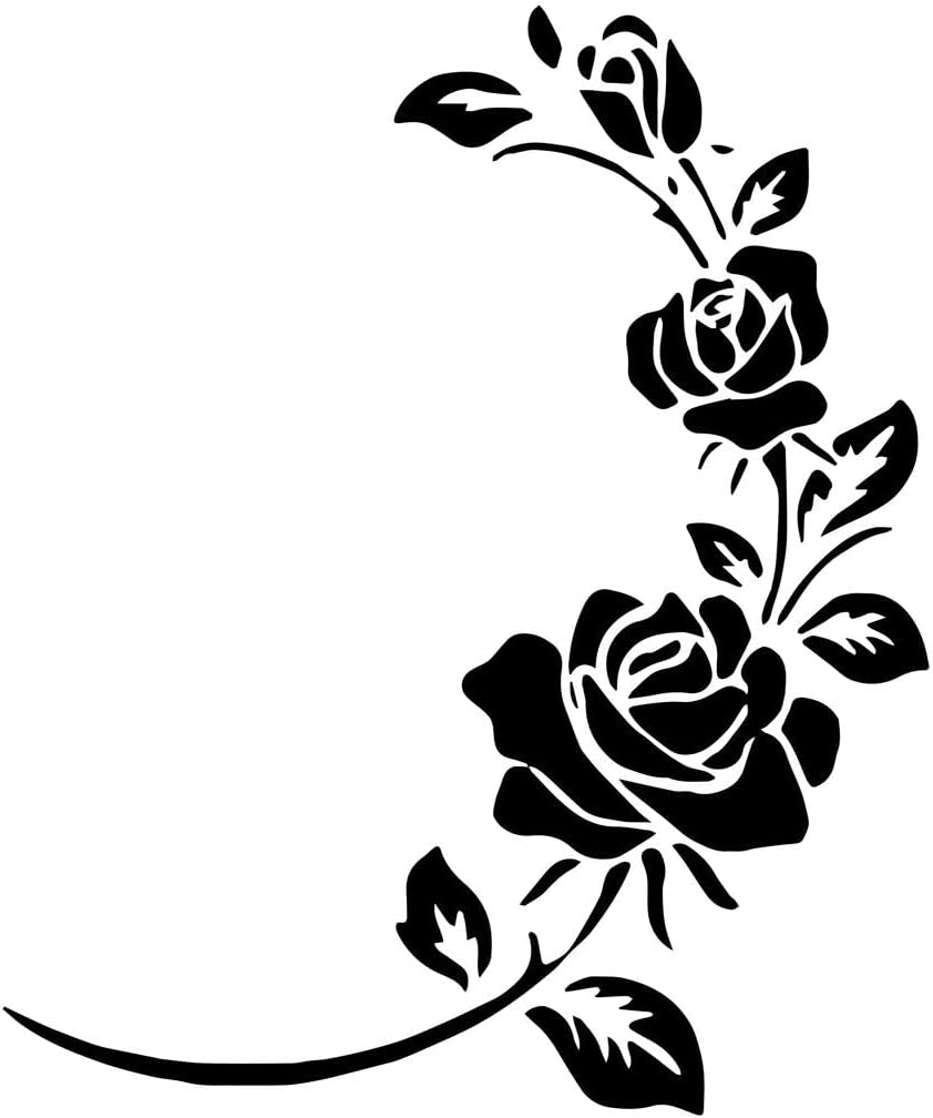 Amazon.com : Curved Rose Stencil Roses Flowers Floral Spring Stencils ...