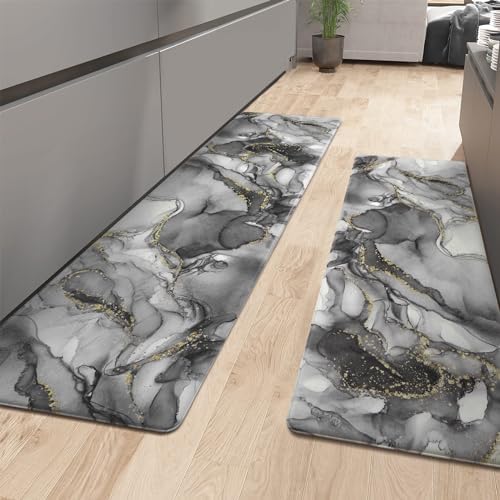 Amazon.com: ASPMIZ Gray Marble Kitchen Mats for Floor, Modern ...