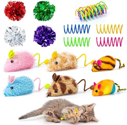 LongForU Interactive Cat Toys Set (14-Pack) - Crinkle Balls, Springs ...