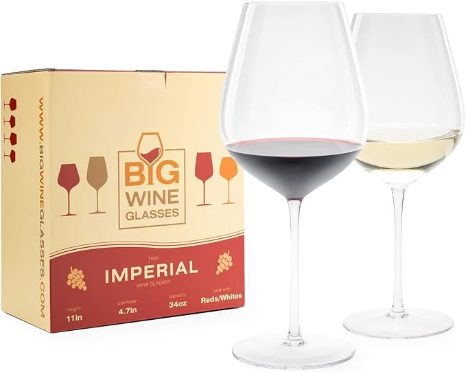 Amazon.com | Big Wine Glasses | Set of 2 I Giant Oversized Full Bottle ...