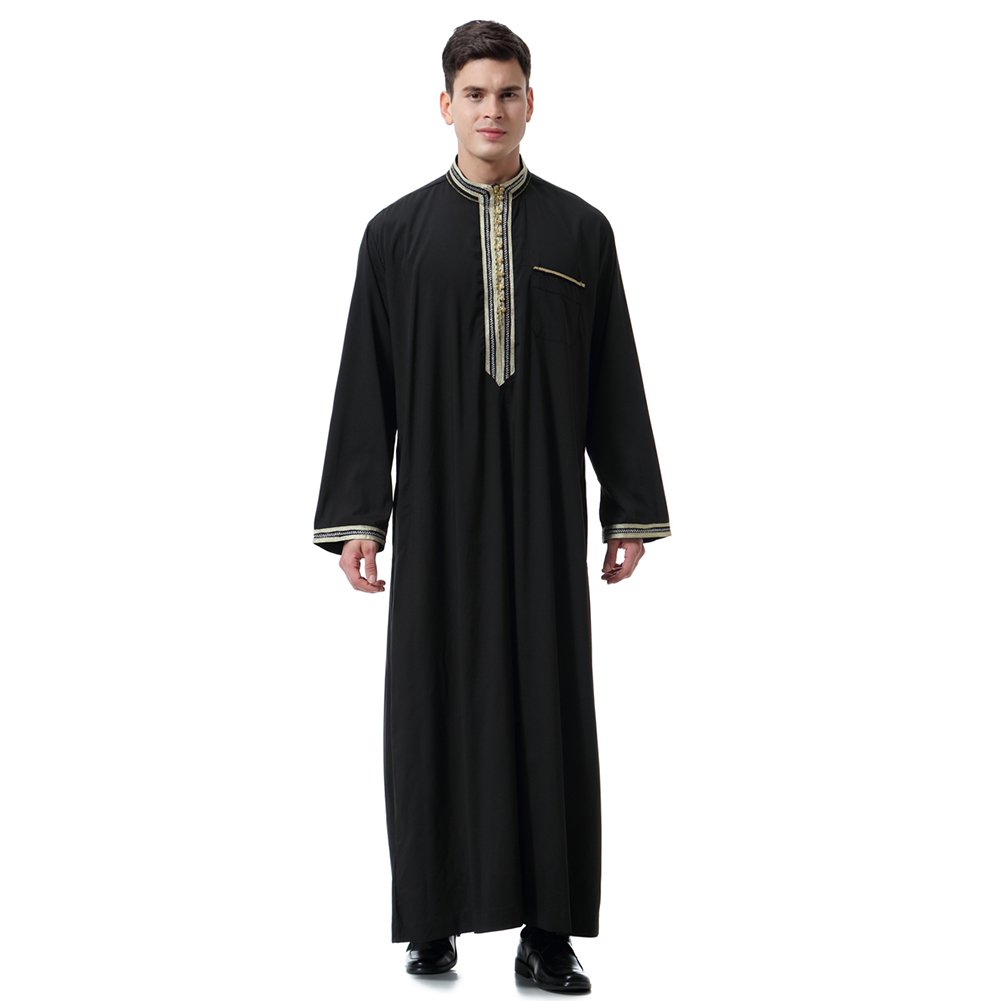 Buy Gyratedream Thobe for Men Long Sleeves Robe Muslim Arab Thobe Thawb ...