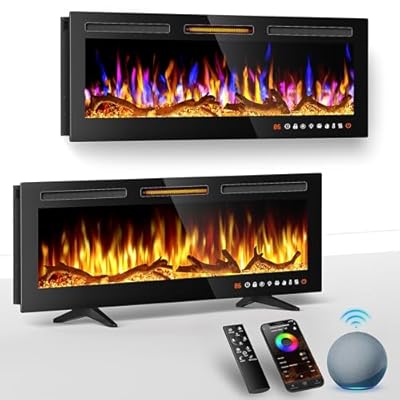 ALPACA 42'' Smart WiFi Electric Fireplace Recessed, Wall Mounted and ...