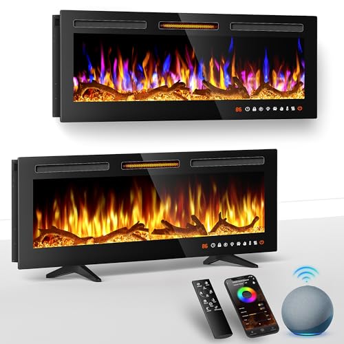 ALPACA 42'' Smart WiFi Electric Fireplace Recessed, Wall Mounted and ...