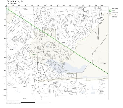 ZIP Code Wall Map of Cinco Ranch, TX ZIP Code Map Not Laminated: Amazon ...