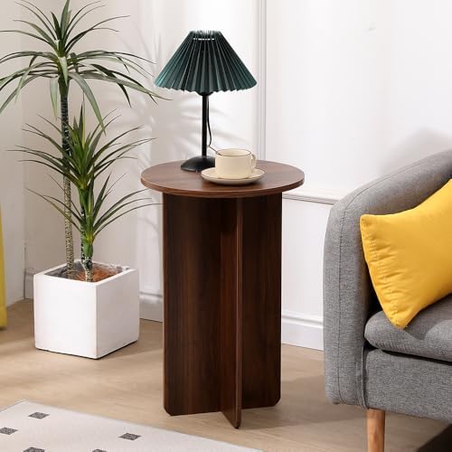 NIHUIFDPY Side Table Small Round Coffee Table Wooden End Table with ...