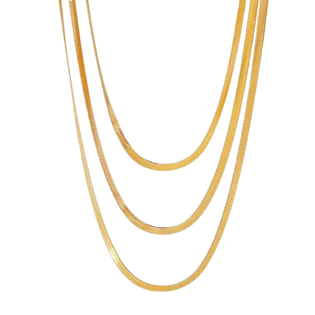 SALVE ‘Swank’ Anti-Tarnish Multi-Layer Gold Snake Chains Combo | 3 Pcs ...