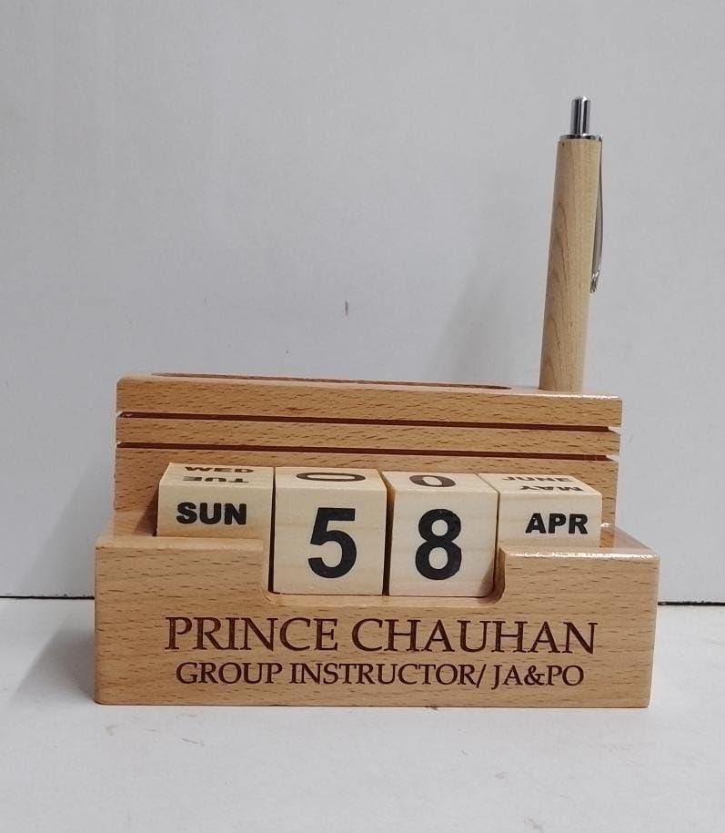 SHIVOM CRAFTS Pen Stand for Office Table, Wooden Desk Organizer with ...