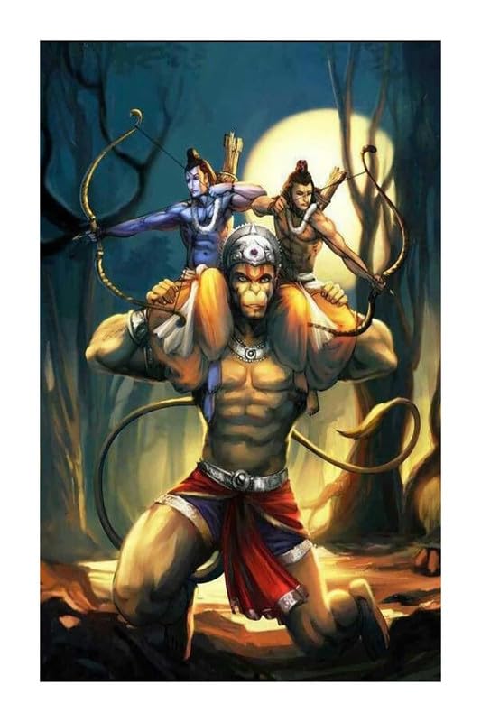 HK PRINTS Hanuman Ji Religious Wall Poster for Room (12x18 Inch, 300 ...