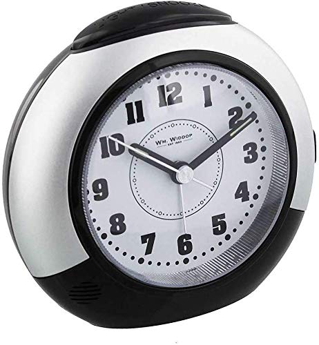 Amazon.com: Oaktree Gifts Black & Silver Alarm Clock with Silent Sweep ...