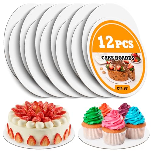 12PCS Cake Boards 10 inch Round,Thicker White Cake Boards,Food-garded ...