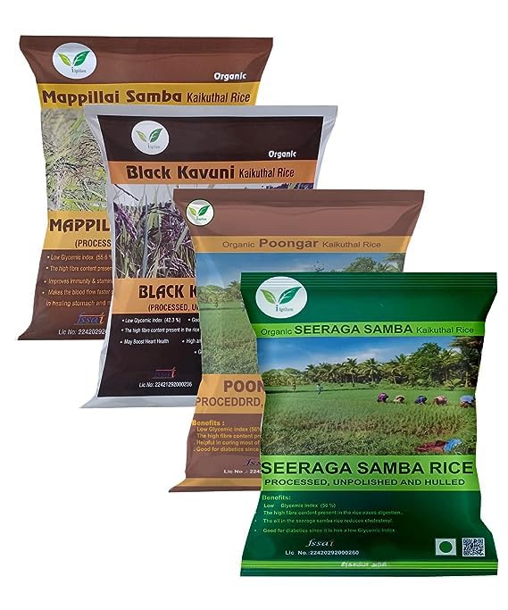 Iagrifarm Organic Rice Combo (Black Kavuni Rice 1 Kg + Poongar rice 1 ...
