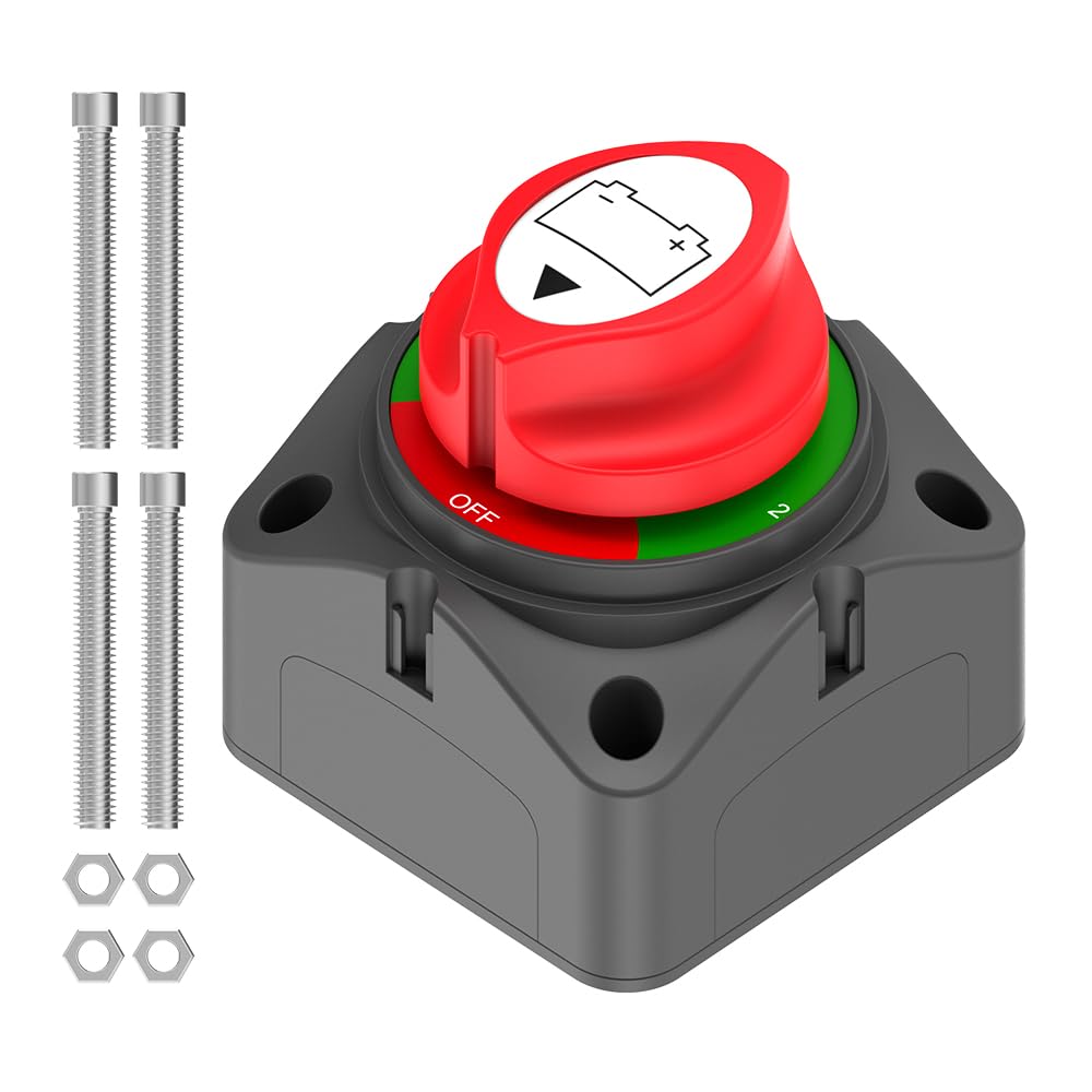 Snapklik.com : Battery Disconnect Switch, 200A 1-2-Both-Off Marine Dual ...