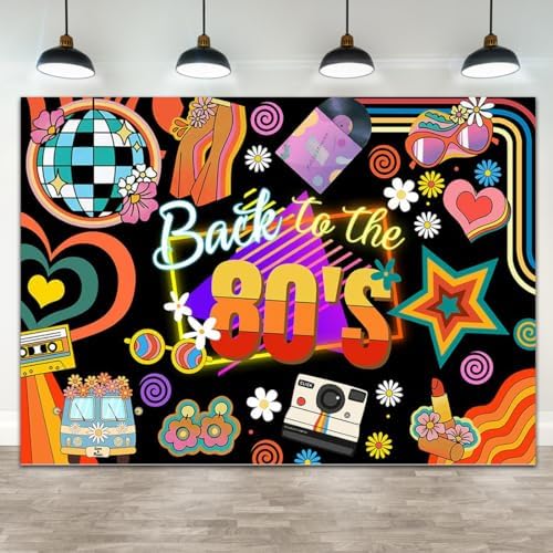 Amazon.com : Wollmix 80s 80's Party Decorations Backdrop Banner Retro ...