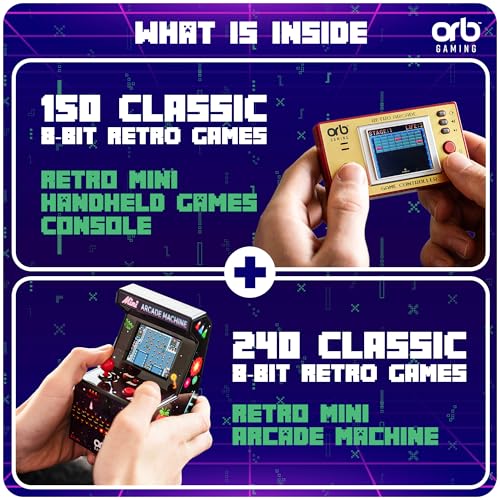 Orb Mini Retro Handheld Games Console & Arcade Bundle - 1 x 150 In ...