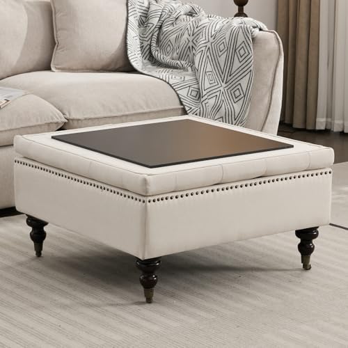 Amazon.com: HULALA HOME Rectangle Ottoman Coffee Table with Tray ...