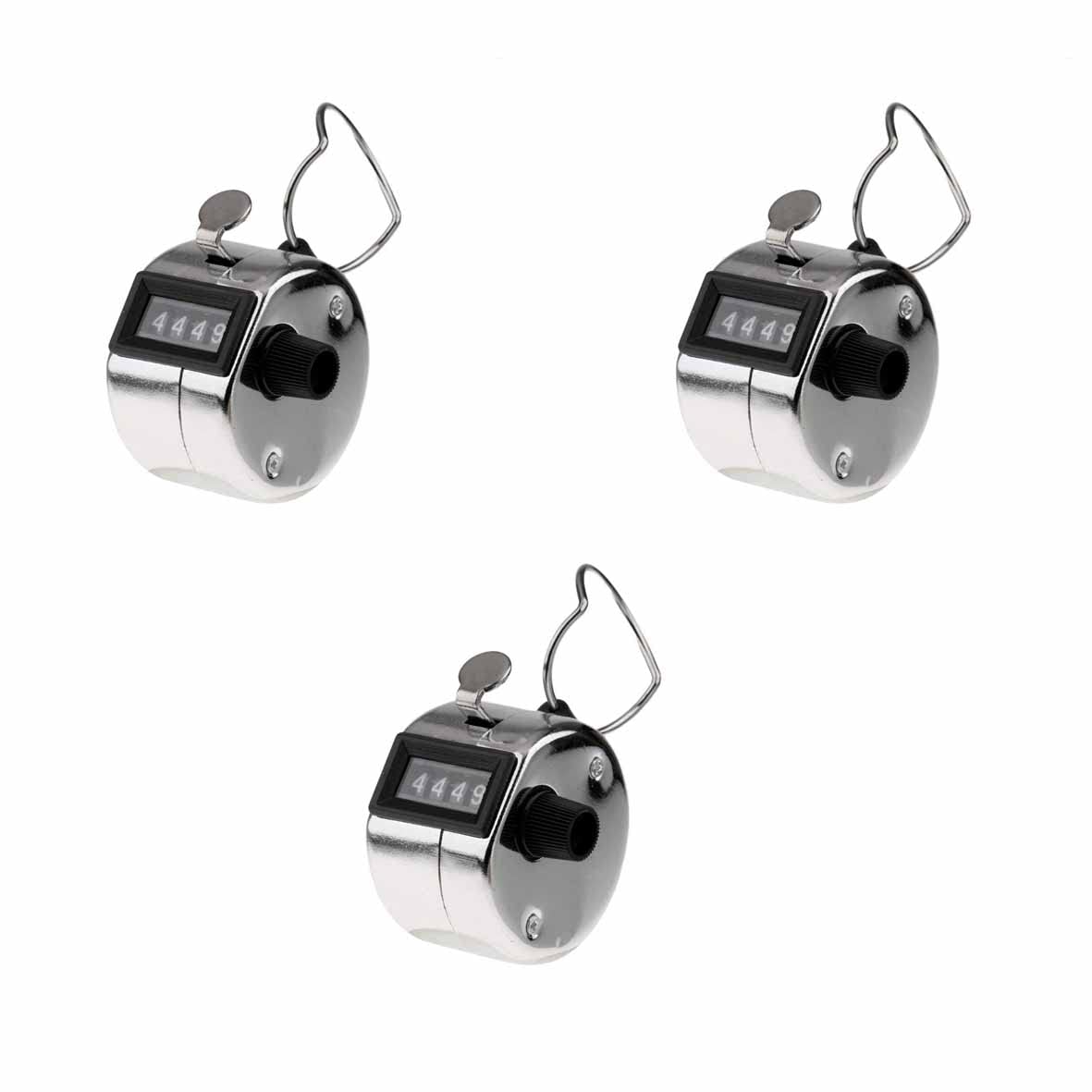 PRIMEFAIR 4 Digits Hand Held Tally Counter Numbers Clicker (Silver ...