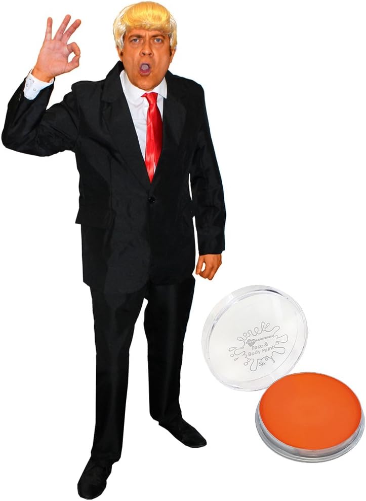 ADULTS USA PRESIDENT FANCY DRESS COSTUME - BLONDE COMB OVER WIG, RED ...