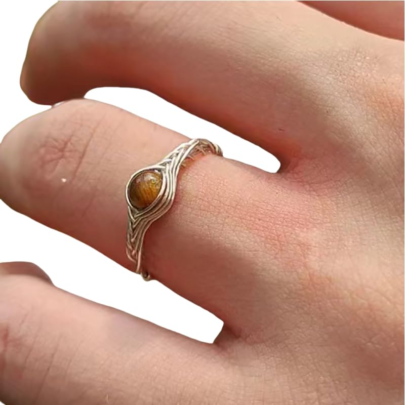 Amazon.com: handmade rings for women Tiger eye ring 925 silver rings chakra crystals and healing ...