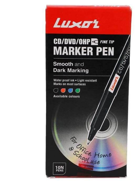 Luxor OHP CD/DVD Fine Permanent Marker 969 (Black) (count of 5)(pack of ...
