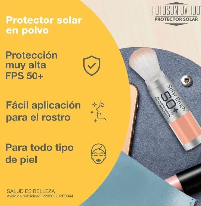 Fotosun UV 100 Protector Solar Cepillo y Polvo para Cara con Brocha ...