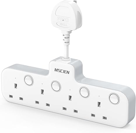 Mscien Hanging Plug Extension Socket, Multi Plug with Switches 4 Way ...