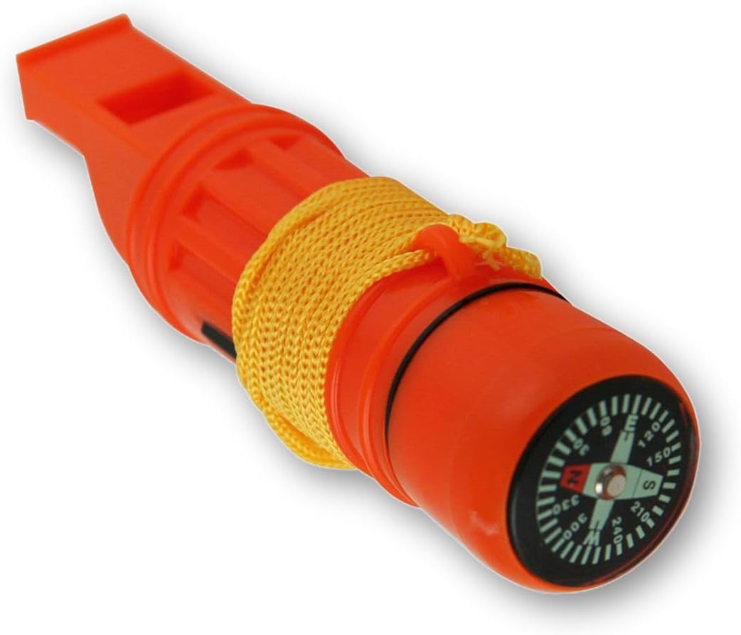 Amazon.com : Emergency Zone 5 in 1 Survival Whistle. Compass, Whistle ...
