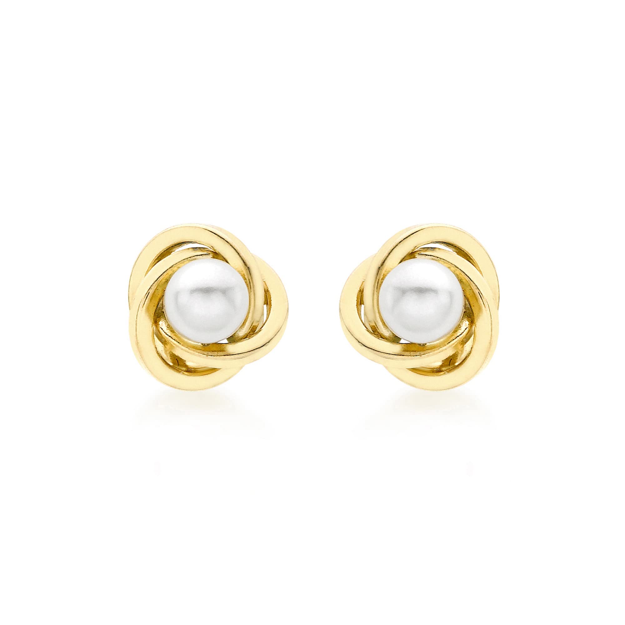 Carissima Gold Women's 9ct Yellow Gold 8mm Knot and Pearl Stud Earrings ...