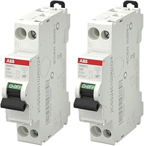 ABB Lot de 2 disjoncteurs Ph+N raccordement Vis 32A-4,5Ka - Courbe C : Amazon.fr: Bricolage