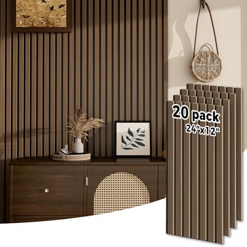 Amazon.com: Wood Wall Panels 24" x 12" Lightweight Acoustic Wood Slat ...