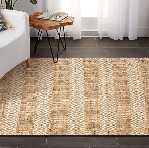 Amazon.com: KEMA Handwoven Jute Area Rug, 3x5 Feet Natural Yarn ...
