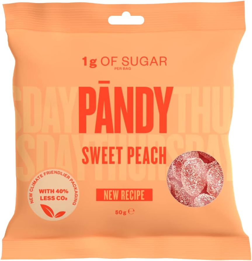 PANDY Candy Sweet Peach Sweets, 50g Pack, Only 1g Sugar & 80 Calories ...