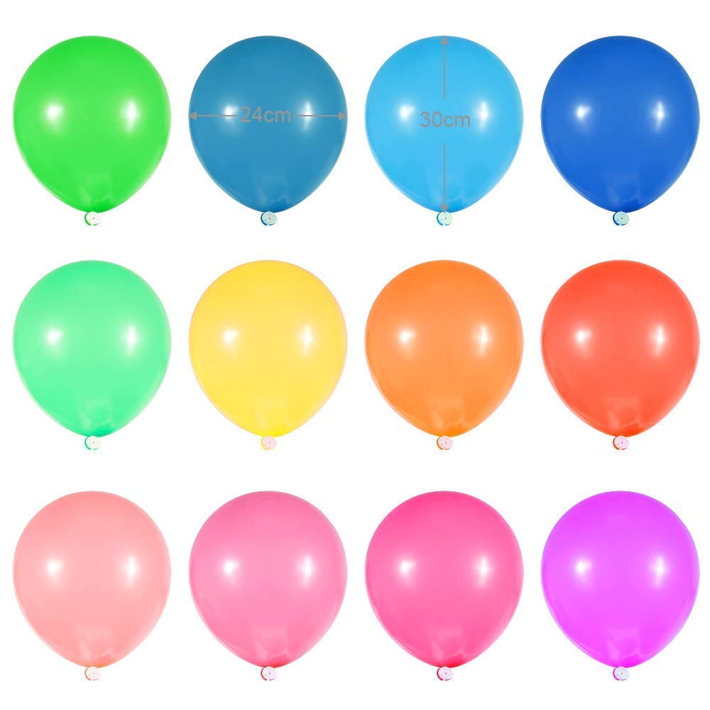 Buy Birthday Party Balloons, 100 Pack 12 Inch Colored Latex Balloon Set ...