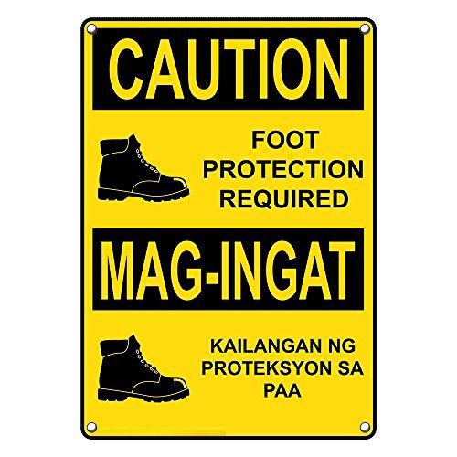 Amazon.com: Weatherproof Plastic Vertical OSHA Caution Foot Protection ...