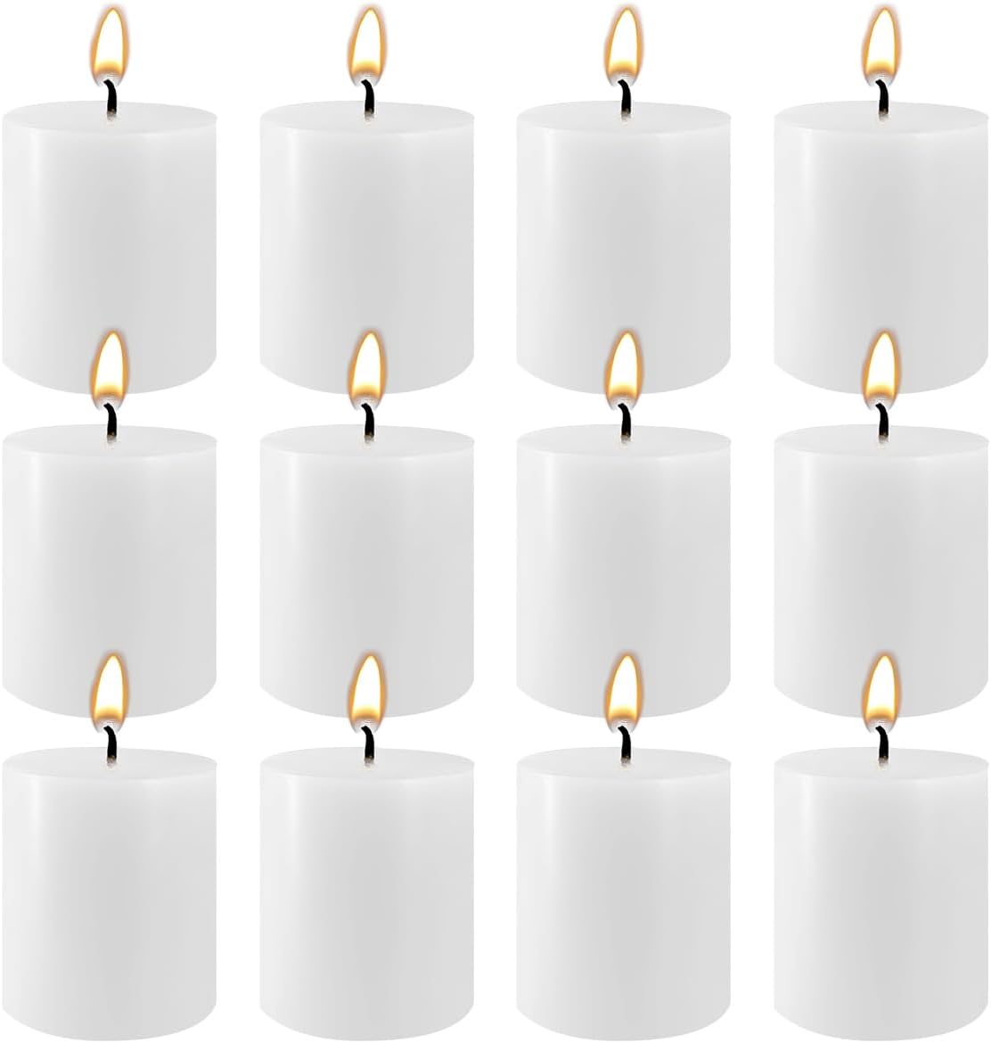 Amazon.com: Mega Candles 3 pcs Unscented White Round Pillar Candle ...