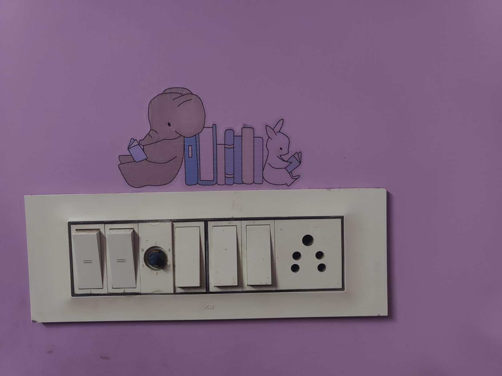 WallDesign Vinyl Cute Baby Elephants Switchboard Sticker (Multicolour ...