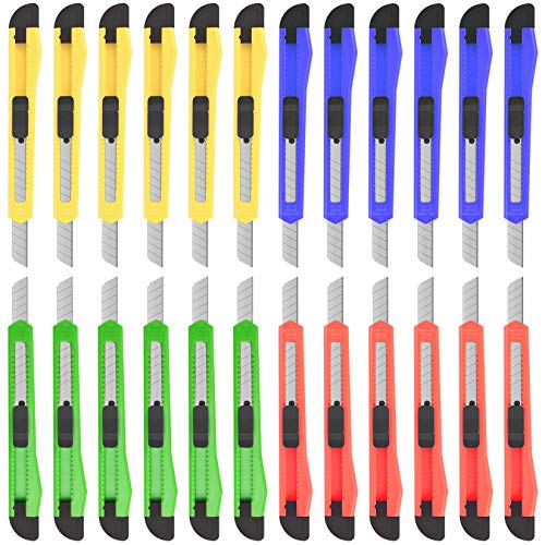 24Pack Box Cutters (9MM Wide Blade Cutter 4 Color) Exacto - Want It All