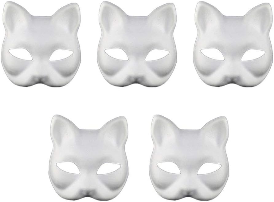 SUPVOX 5pcs White Masks DIY Unpainted Face Masks Plain Fox Masquerade ...