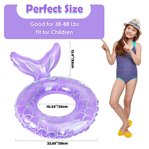 HeySplash Inflatable Swim Rings, Mermaid Tail Shaped Pool Swimming ...